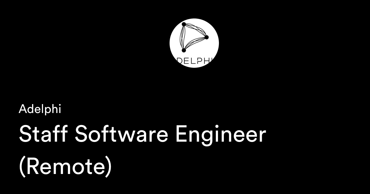 Senior/Principal Software Engineer (Remote) at Adelphi